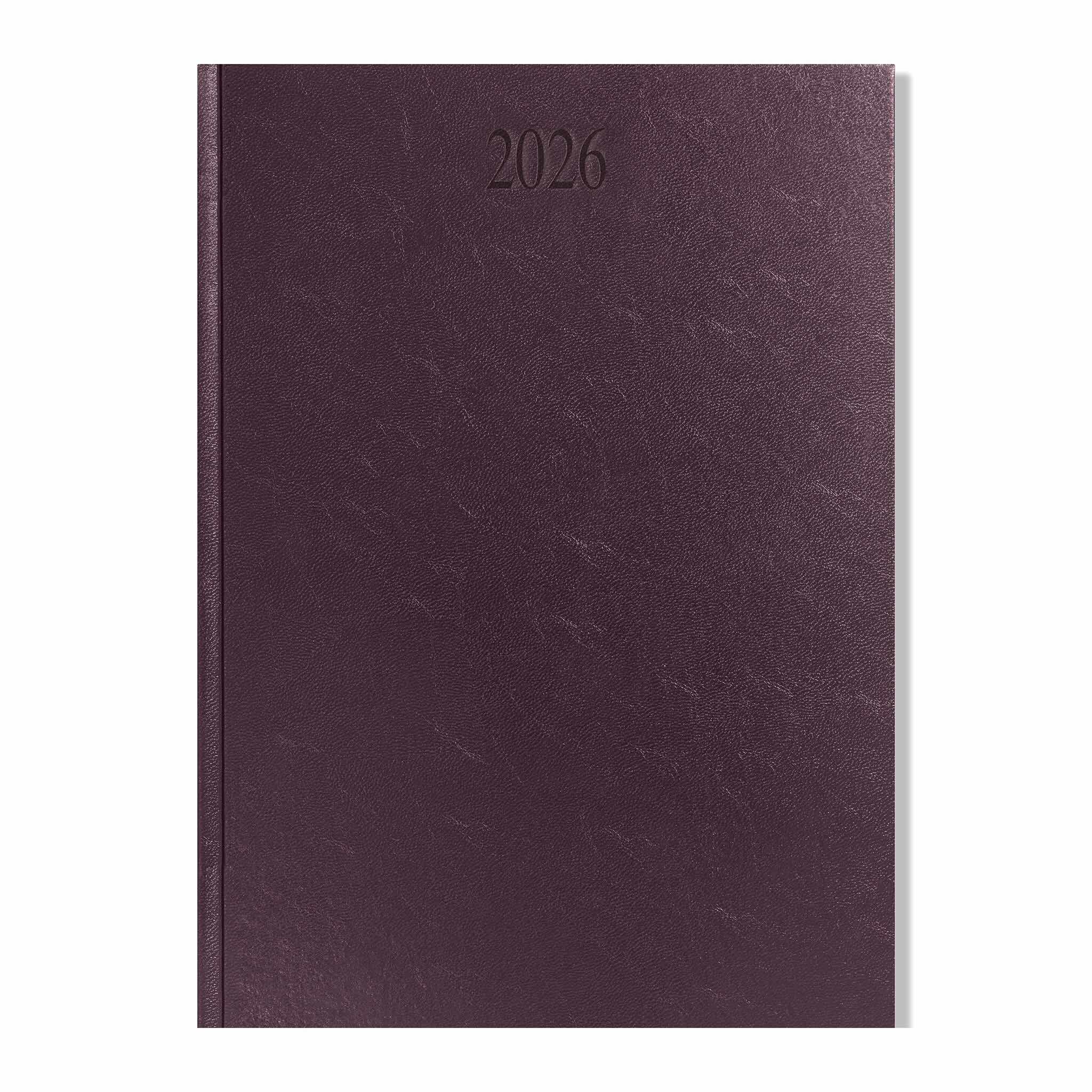 Richmond FineGrain A4 Desk Diary, Day Per Page, Burgundy